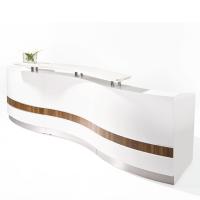 China Curved Baked Paint Reception Desk 120cm Modern Office Front Desk Counter for Clinic for sale