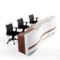 China Curved Baked Paint Reception Desk 120cm Modern Office Front Desk Counter for Clinic for sale