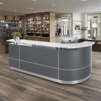 China Modern Curved Reception Desk with Artificial Stone Countertop 180cm for sale