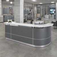China Modern Curved Reception Desk with Artificial Stone Countertop 180cm for sale