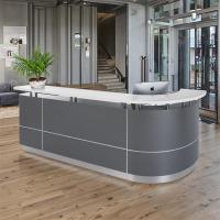 China Modern Curved Reception Desk with Artificial Stone Countertop 180cm for sale