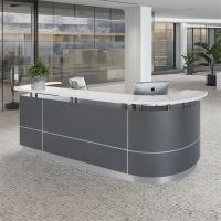 China Modern Curved Reception Desk with Artificial Stone Countertop 180cm for sale