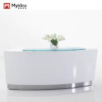 China Modern Marble Top Reception Desk Light Luxury Hotel Front Desk Counter with Baking Paint Finish for sale