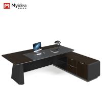 China Modern Executive Desk Set 2300mm L-Shaped Office Table with Chair and Storage Cabinet for sale