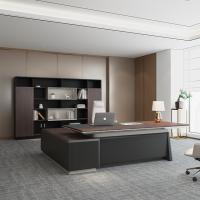 China Modern Executive Desk Set 2300mm L-Shaped Office Table with Chair and Storage Cabinet for sale