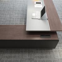 China Modern Executive Desk Set 2300mm L-Shaped Office Table with Chair and Storage Cabinet for sale