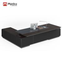 China Modern L-Shaped Executive Desk 2300mm with Filing Cabinet E0 Particle Board Office Furniture for sale