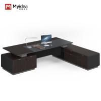 China Modern L-Shaped Executive Desk 2300mm with Filing Cabinet E0 Particle Board Office Furniture for sale