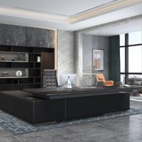 China Modern L-Shaped Executive Desk 2300mm with Filing Cabinet E0 Particle Board Office Furniture for sale