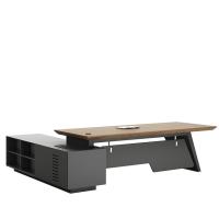 China Modern L-Shaped Executive Desk 2300mm with Storage Cabinet and Metal Frame for Office for sale