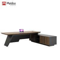 China Modern L-Shaped Executive Desk 2300mm with Storage Cabinet and Metal Frame for Office for sale