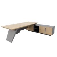 China Modern L-Shaped Executive Desk 2300mm with Storage Cabinet and Metal Frame for Office for sale