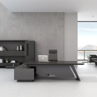 China Modern L-Shaped Executive Desk 2300mm with Storage Cabinet and Metal Frame for Office for sale