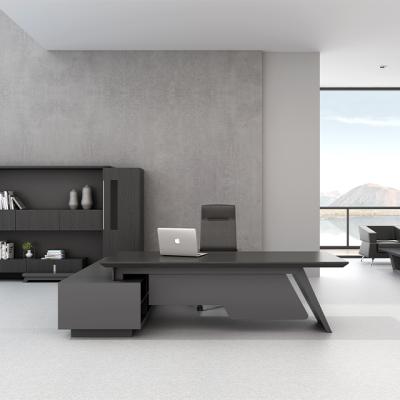 China Modern L-Shaped Executive Desk 2300mm with Storage Cabinet and Metal Frame for Office for sale