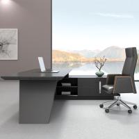 China Modern L-Shaped Executive Desk 2300mm with Storage Cabinet and Metal Frame for Office for sale