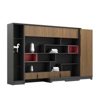 China Modern Wooden Office Boss Desk with File Cabinet and Bookshelf Storage 3 Year Warranty for sale