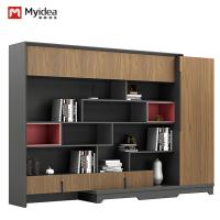 China Modern Wooden Office Boss Desk with File Cabinet and Bookshelf Storage 3 Year Warranty for sale