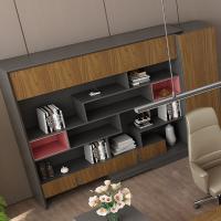 China Modern Wooden Office Boss Desk with File Cabinet and Bookshelf Storage 3 Year Warranty for sale
