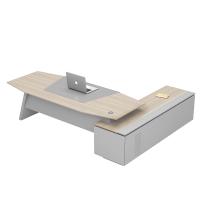 China Light Colored L Shaped Executive Desk 2300mm Width E0 Particle Board Office Furniture for sale