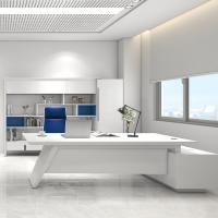 China Light Colored L Shaped Executive Desk 2300mm Width E0 Particle Board Office Furniture for sale