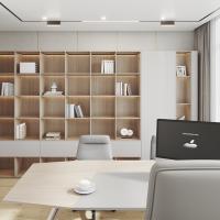 China Light Colored L Shaped Executive Desk 2300mm Width E0 Particle Board Office Furniture for sale