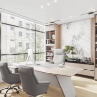 China Light Colored L Shaped Executive Desk 2300mm Width E0 Particle Board Office Furniture for sale