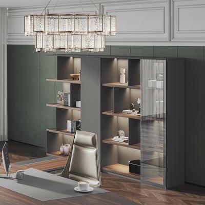 China Dark Large Storage Cabinet with Display 2000x400x800mm Office Furniture Foshan for sale