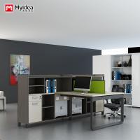 China Modern Two Person L Shaped Office Desk with File Cabinet 1200mm Storage Workstation for sale