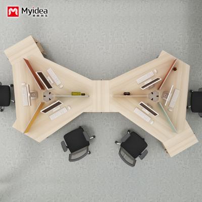 China Custom L Shaped Office Desk with Storage 4557x2862x1005 mm E0 Grade Particle Board for sale