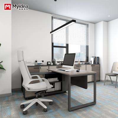 China Modern L-Shaped Manager Desk with Storage Cabinet 1650mm Width Office Furniture for sale
