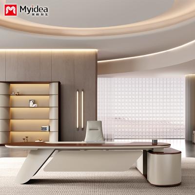 China Modern Executive Desk with Storage L Shaped Office Desk 450lb Load Capacity E0 Grade Particle Board for sale