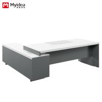 China Custom White Baked Paint Executive Office Desk 180x80cm Modern CEO Supervisor Desk for sale
