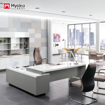 China Custom White Baked Paint Executive Office Desk 180x80cm Modern CEO Supervisor Desk for sale