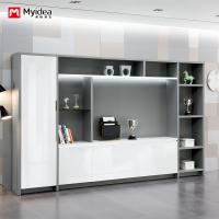 China White Glossy Office Filing Cabinet with Lock and Induction Light Strip 1800mm Storage for sale