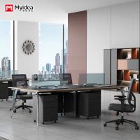 China Modern 4-Person Staff Desk with Screen 1200x1200mm E0 Particle Board Office Workstation for sale