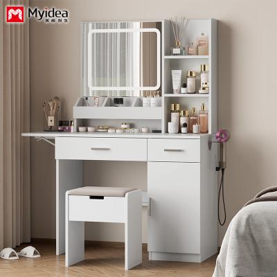 China customization Simple with Mirror, Stool, Dressing Table, Bedroom, Cosmetics with Cabinet, Storage Table, Small-sized Household, Makeup Table for sale