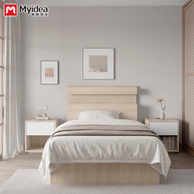 China Customizable Single Wooden Bed 2000x1200mm for Rental Rooms Apartments Homestays Soft Comfortable for sale