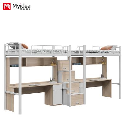 China Steel Wood Bunk Bed with Desk and Storage for School Dormitory 4600x900x2400mm for sale