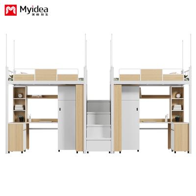 China Bunk Bed with Desk and Storage 4600x900x2400mm Thickened Countertop High Guardrails for sale