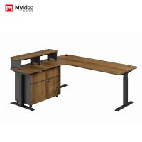 China L-Shaped Electric Height Adjustable Desk 1800mm with Storage Cabinet and Cable Management for sale