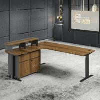 China L-Shaped Electric Height Adjustable Desk 1800mm with Storage Cabinet and Cable Management for sale