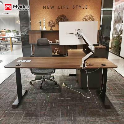 China L-Shaped Electric Height Adjustable Desk 1800mm with Storage Cabinet and Cable Management for sale