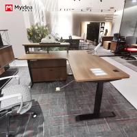 China L-Shaped Electric Height Adjustable Desk 1800mm with Storage Cabinet and Cable Management for sale