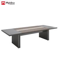 China Morandi Color Conference Table with Cable Routing System Office Meeting Room Desk and Chair Set for sale