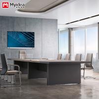 China Morandi Color Conference Table with Cable Routing System Office Meeting Room Desk and Chair Set for sale