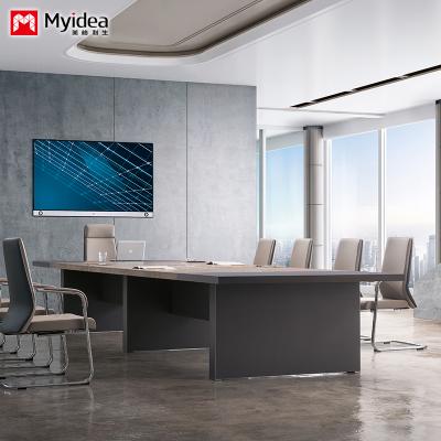 China Morandi Color Conference Table with Cable Routing System Office Meeting Room Desk and Chair Set for sale