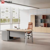 China Myidea Solid Wood L-Shaped Executive Desk 72 Inch with Sub Cabinet and Steel Feet for Office for sale