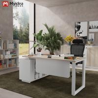 China Myidea Solid Wood L-Shaped Executive Desk 72 Inch with Sub Cabinet and Steel Feet for Office for sale