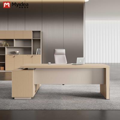 China Myidea Solid Wood L-Shaped Executive Desk with Sub Cabinet 450lb Capacity for Office for sale