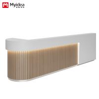 China Customizable Grilled Front Desk Reception Desk with Marble Top Modern Office Furniture for sale